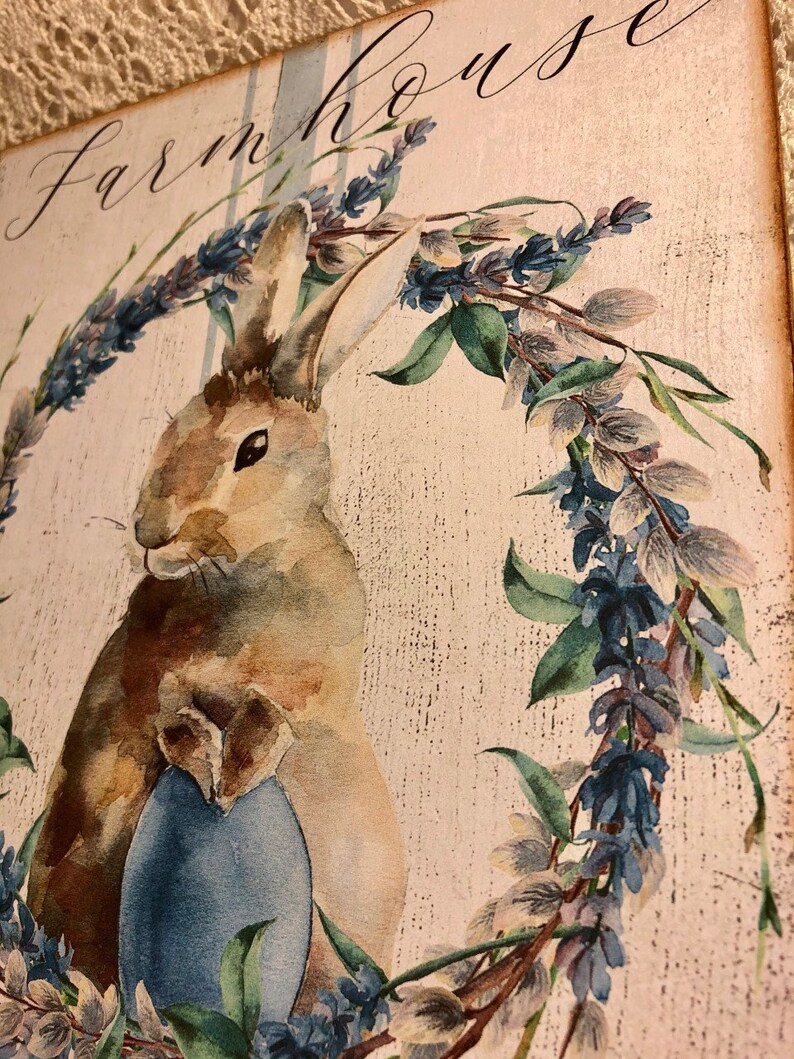 Bunny Farmhouse Lavender Garden Shabby Chic Vintage Style - Etsy