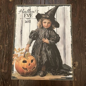 Little Witch, Hallow's Eve 1692, Halloween Handcrafted Plaque / Sign - Etsy