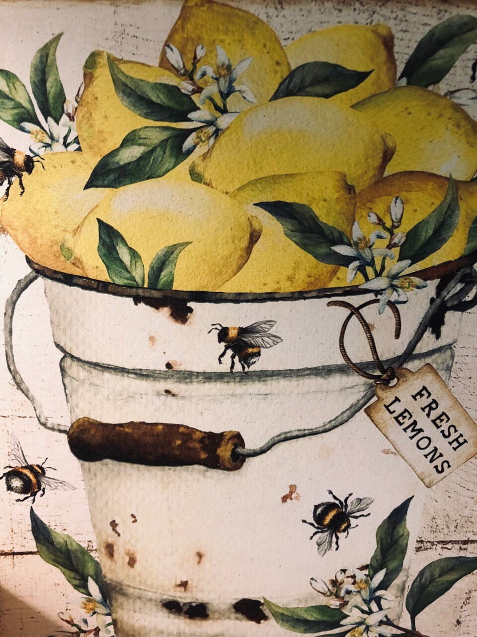 Rustic Lemon Bucket, FRESH LEMONS, Bees, Handcrafted Plaque / Sign - Etsy