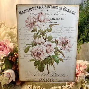 Shabby Chic, French Country, Vintage Roses, Handcrafted Plaque / Sign ...