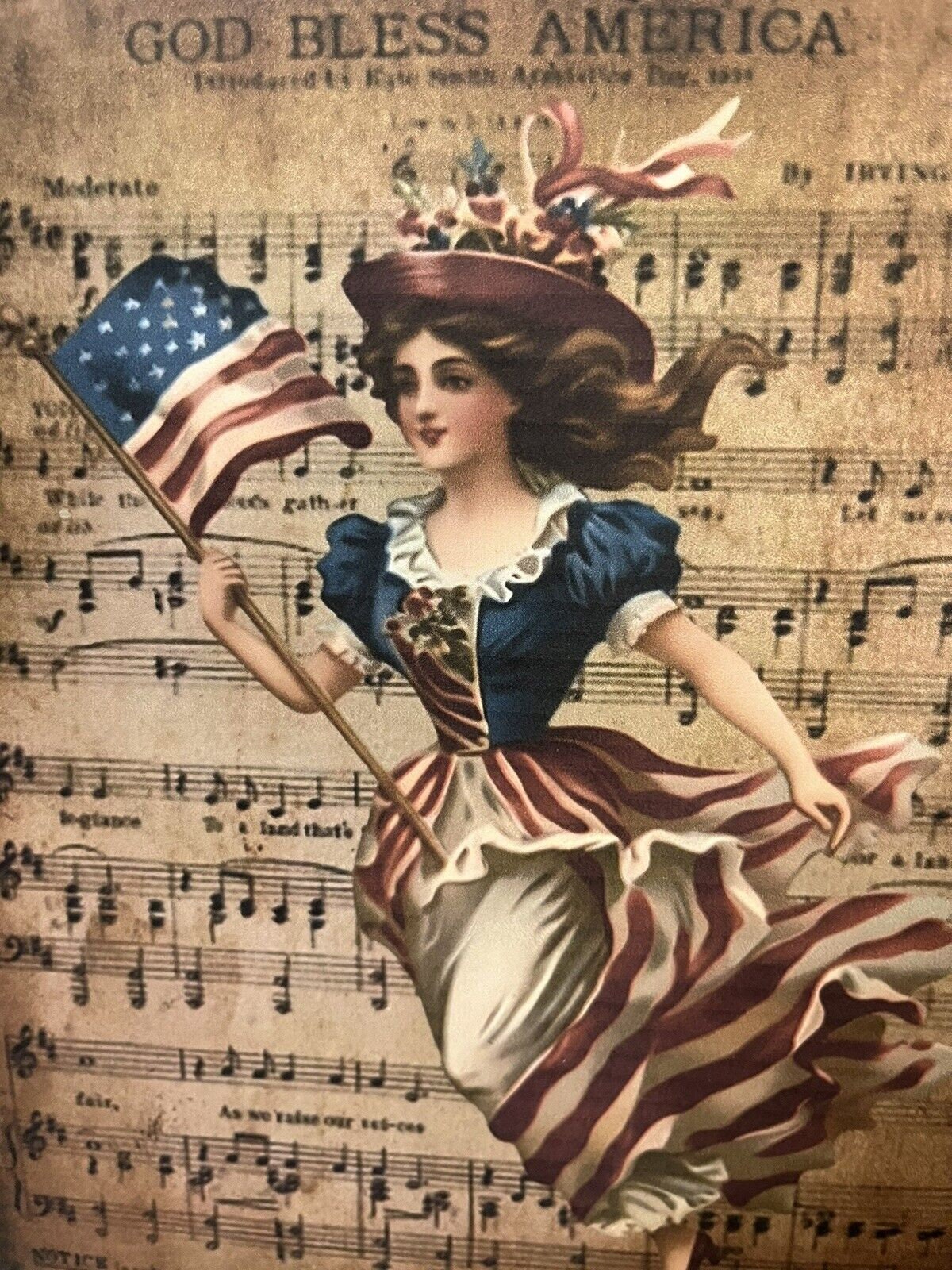 Patriotic USA Flag Americana Sheet Music Handcrafted Plaque / Sign #4 ...