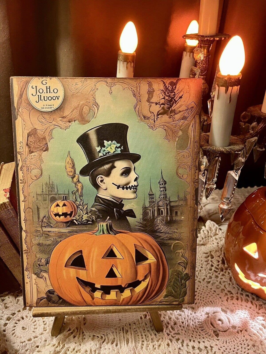 Dapper Skeleton Man Top Hat, Gothic Halloween, Creepy Handcrafted ...