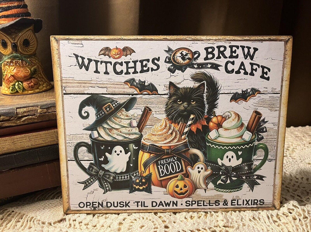 Witches Brew Cafe, Coffee, Tea, Halloween Handcrafted Plaque / Sign - Etsy