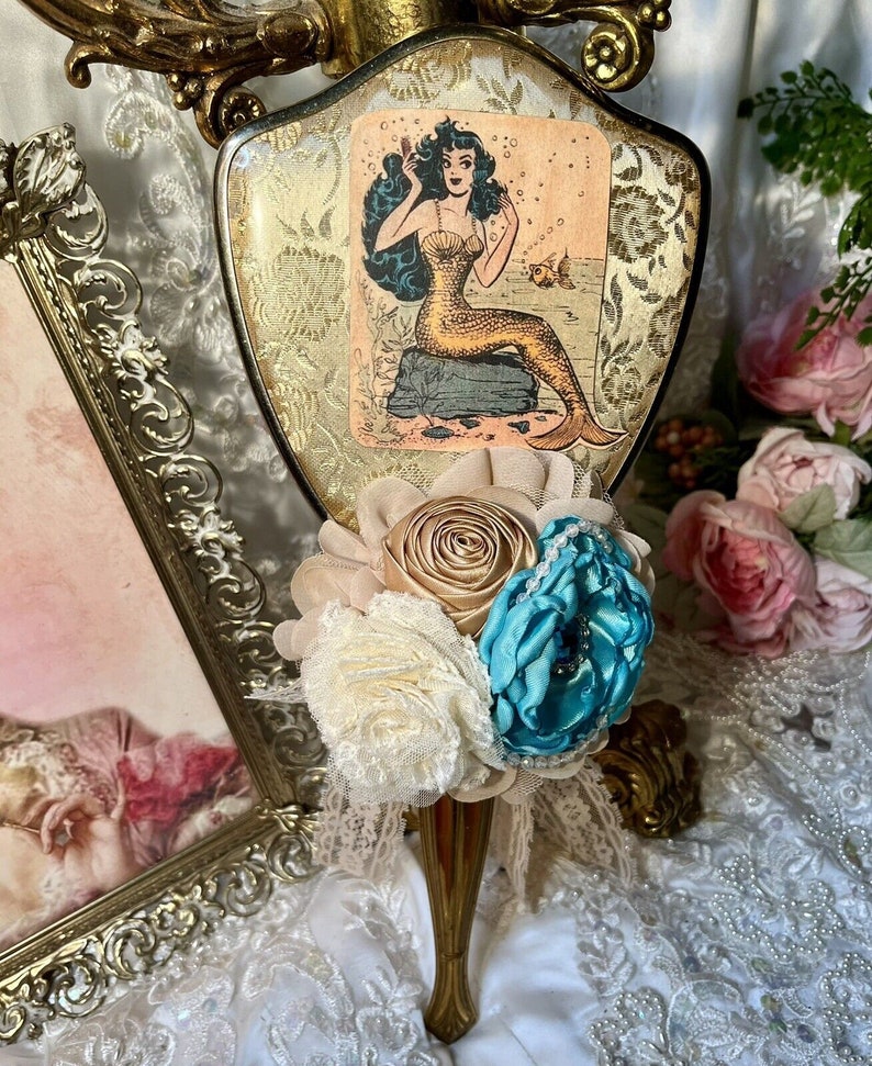 Retro Mermaid Beauty, Antique Vanity Hand Mirror - Etsy