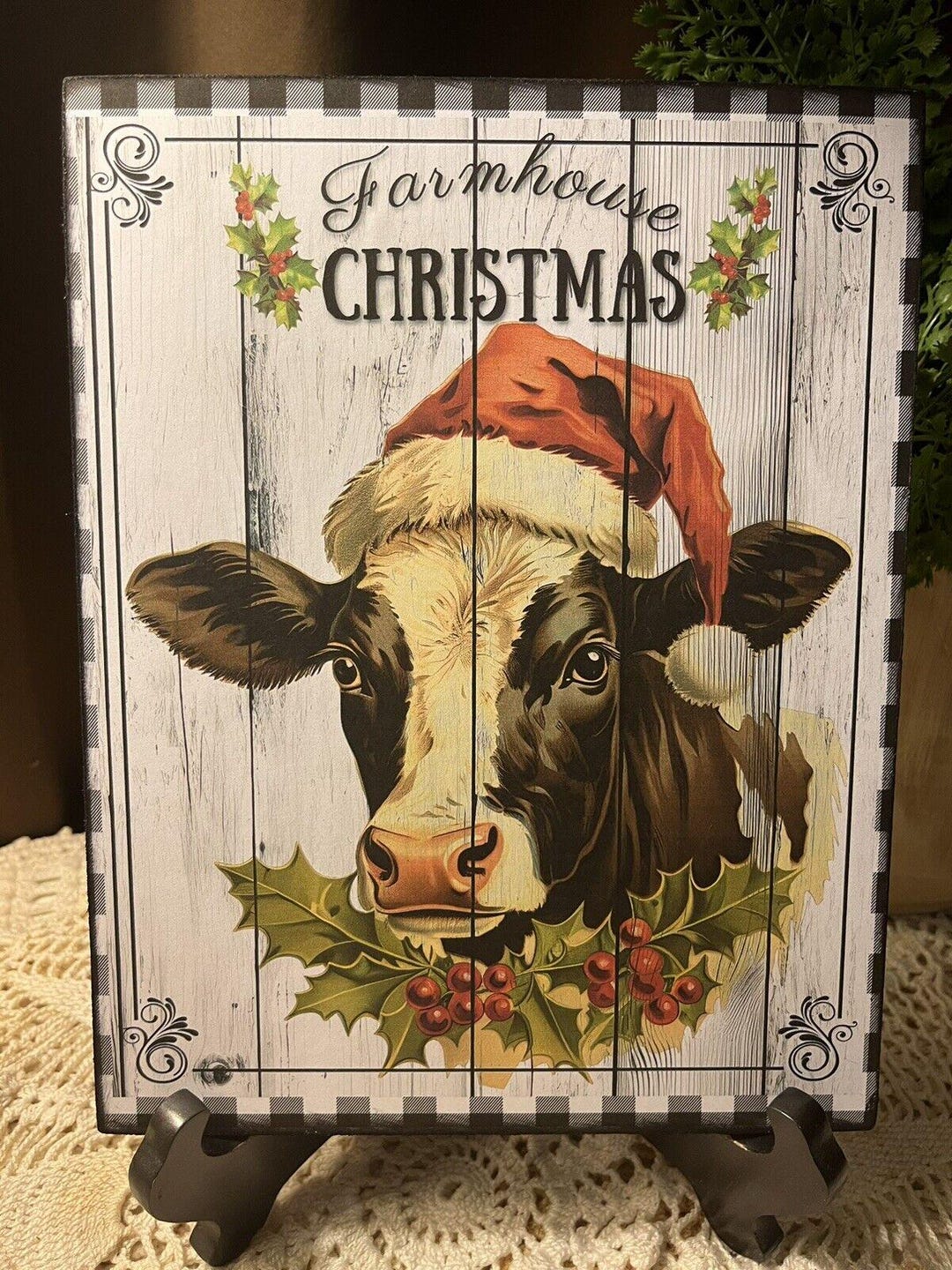 Farmhouse Christmas Cow, Handcrafted Plaque / Sign - Etsy