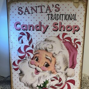 Santa's Candy Shop, Pink Christmas, RETRO Handcrafted Plaque / Sign - Etsy