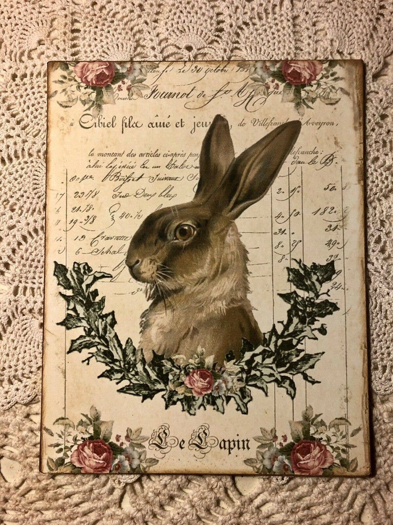 Shabby Chic French Country Rabbit Looking Left HANDCRAFTED - Etsy