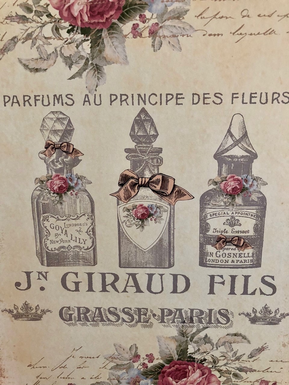 Shabby Chic Sign, Vintage Style, French Perfume, Cottage Roses ...