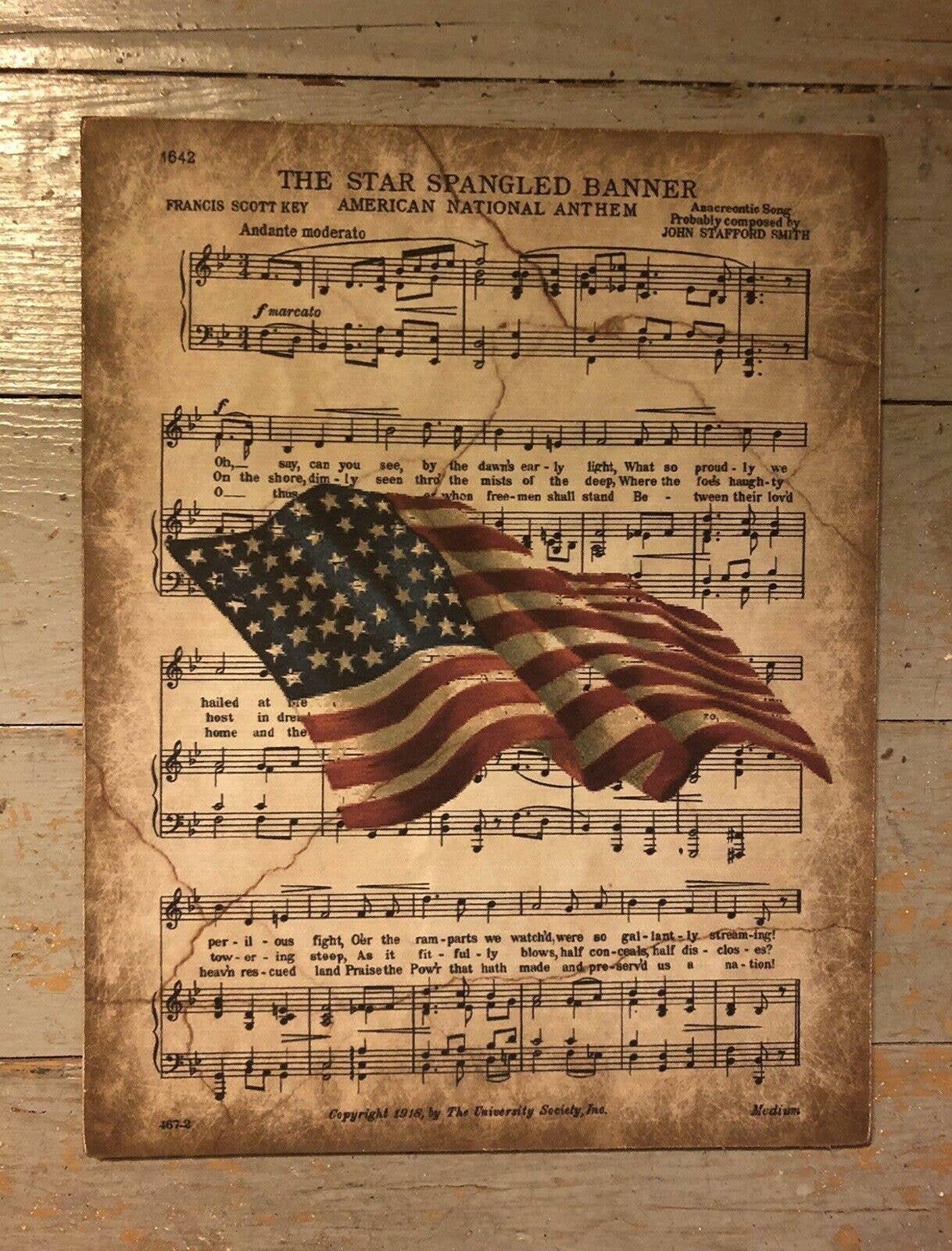 FLAG the Star Spangled Banner, Patriotic, Americana Handcrafted Plaque ...