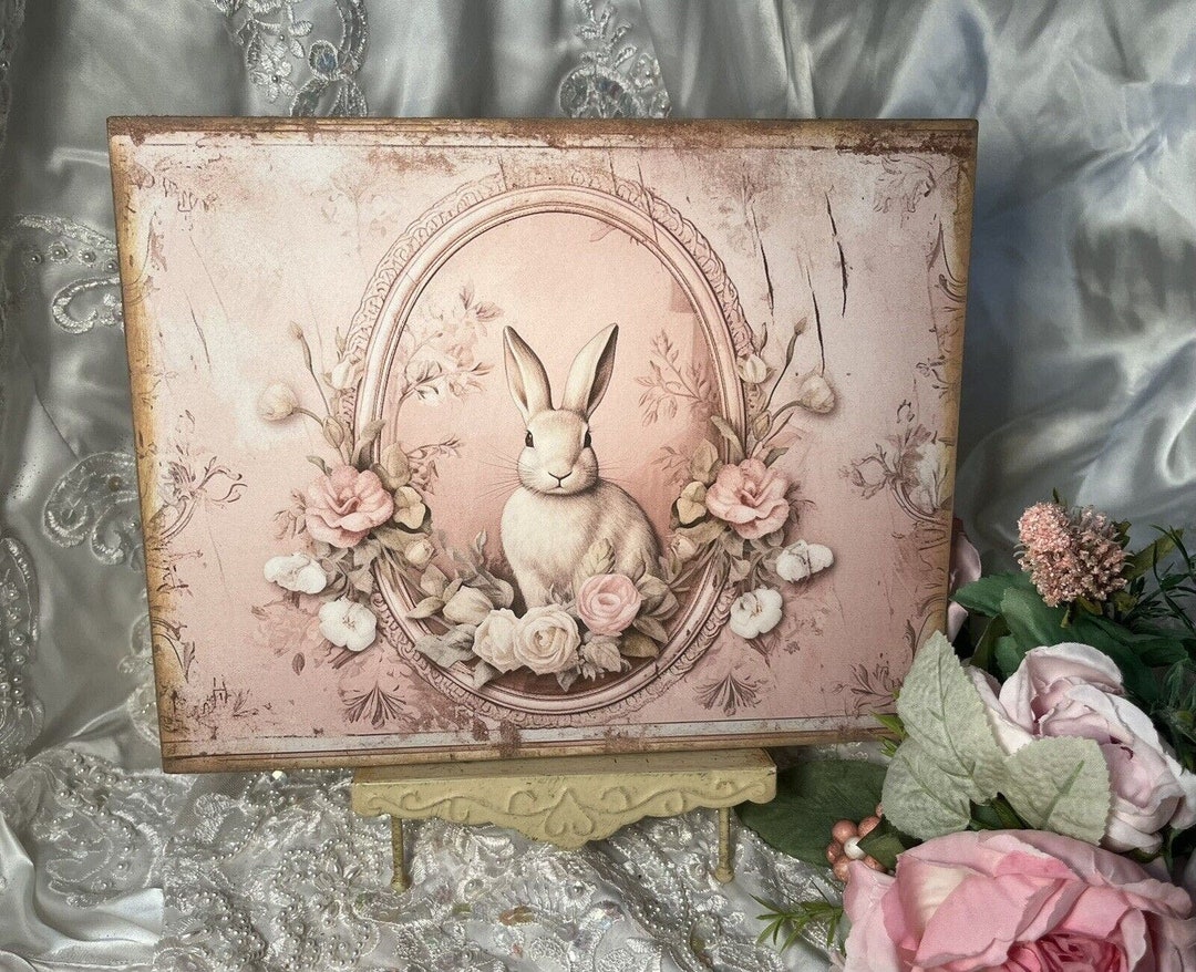 Bunny Rabbit, Shabby Chic, Romantic HANDCRAFTED Plaque / Sign - Etsy