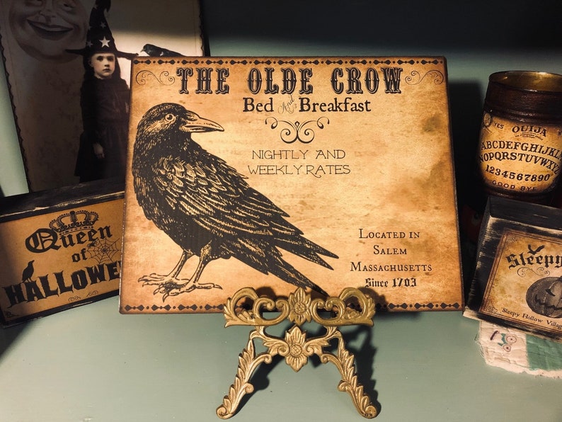 The Olde Crow Bed & Breakfast Primitive Halloween Sign / - Etsy