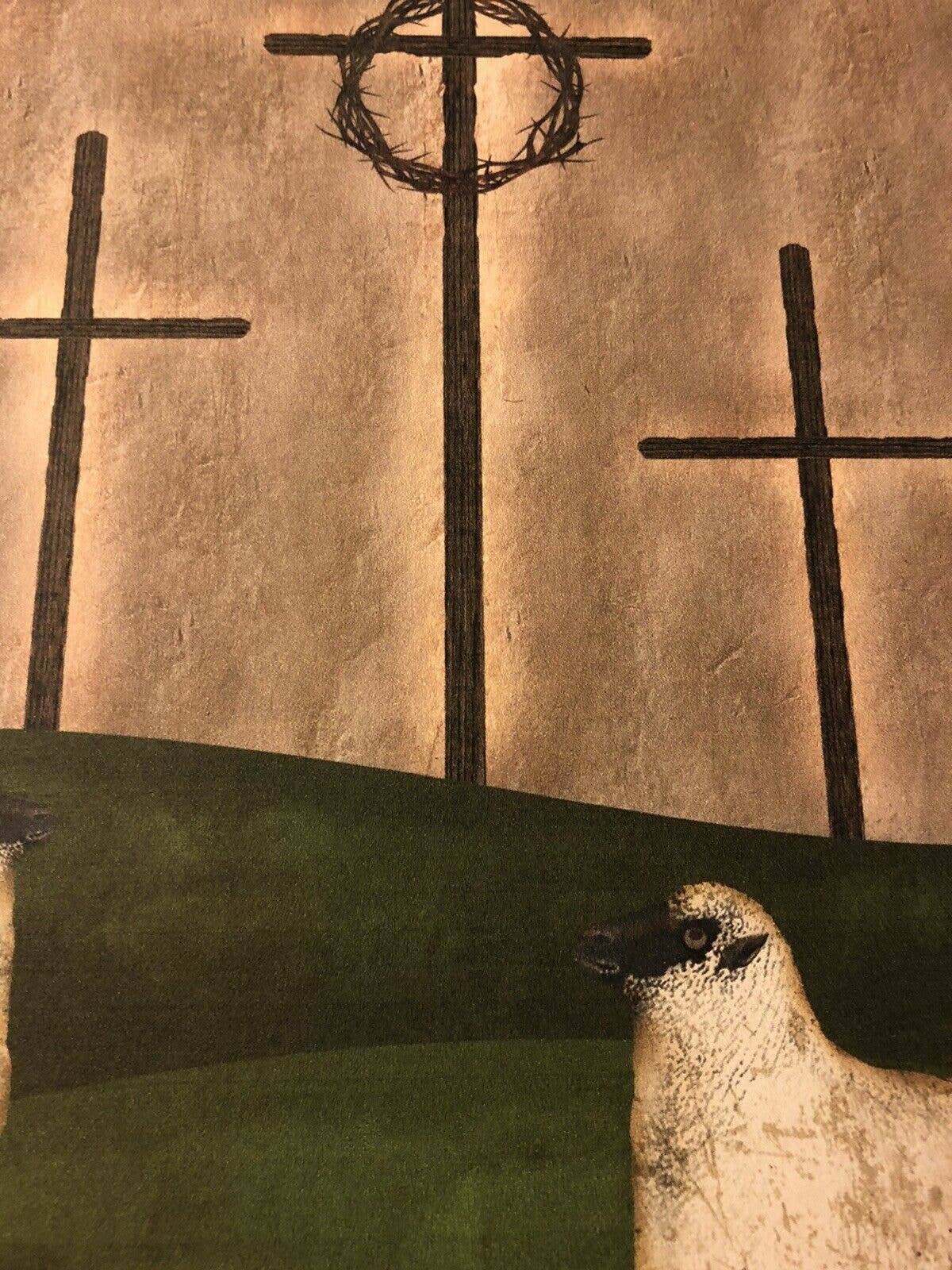 Handmade Primitive Sheep & Crosses Folk Art Plaque / Sign | Etsy