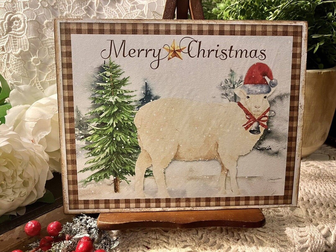 Primitive Merry Christmas, Sheep Snow, Handcrafted Plaque / Sign - Etsy