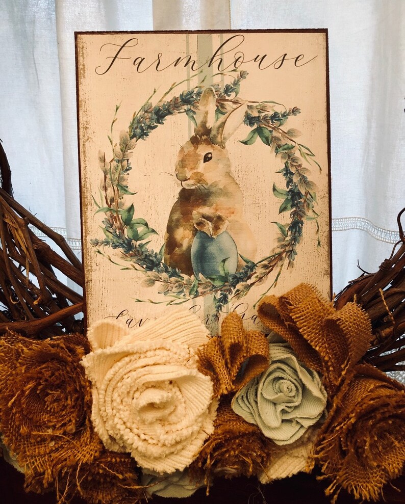 Bunny Farmhouse Lavender Garden Shabby Chic Vintage Style - Etsy