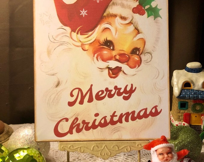 12"h X 11.75"l Metal Embossed Santa Face, Christmas Sign, Santa Claus ...