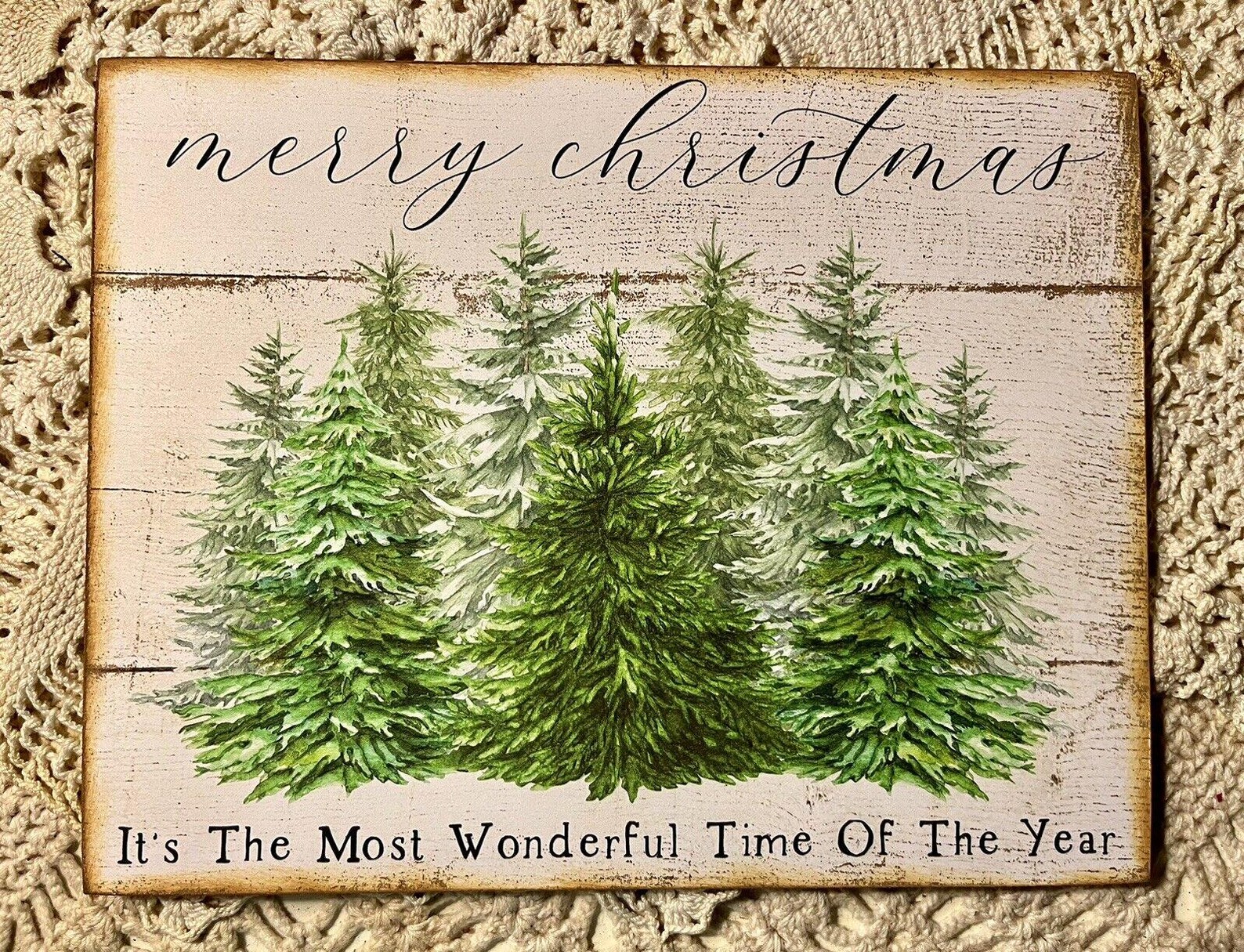 Merry Christmas, Winter Trees, Primitive Handcrafted Plaque / Sign - Etsy