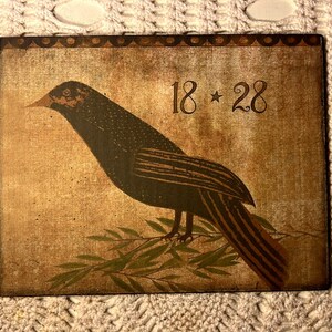 Crow Black Bird 1828 Primitive Folk Art Handcrafted Plaque / Sign - Etsy