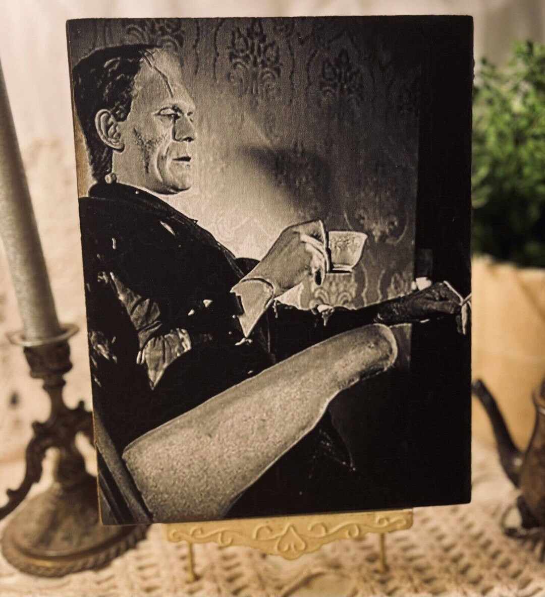Frankenstein, Tea Time, Smoke Break, Handcrafted Plaque / Sign - Etsy