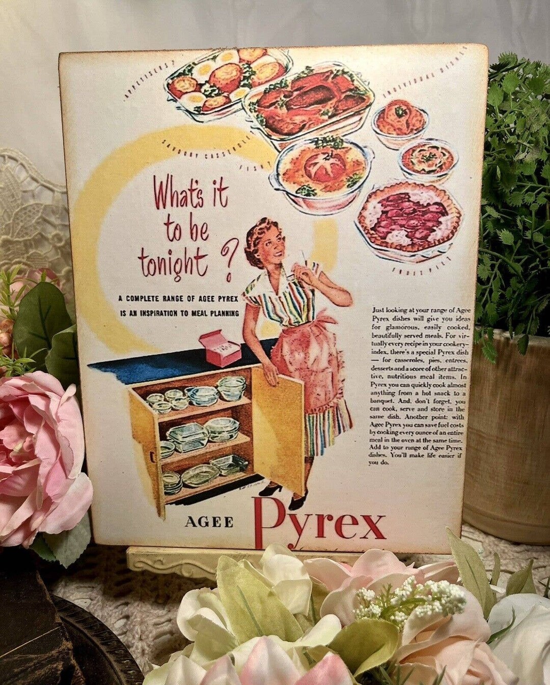 Pyrex Lady, Retro Advertisement, Handcrafted Plaque / Sign #3 - Etsy
