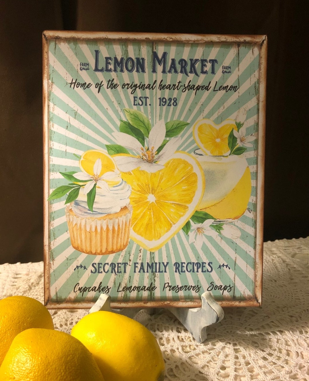 Lemon Market, Heart Shaped Lemon, Wall Art, Handcrafted Plaque / Sign ...