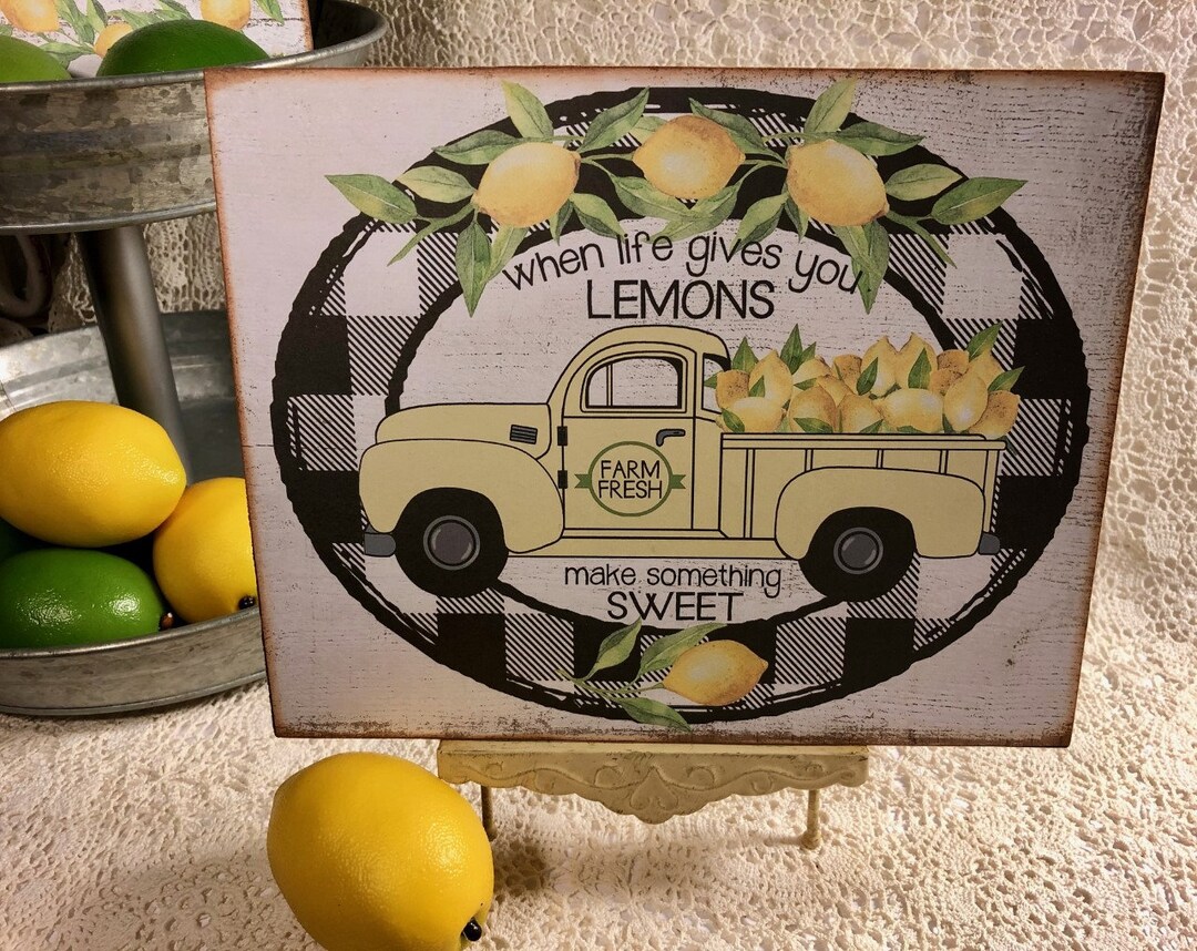 Lemons Farm Fresh Truck, Vintage Style, Farmhouse Plaque / Sign - Etsy