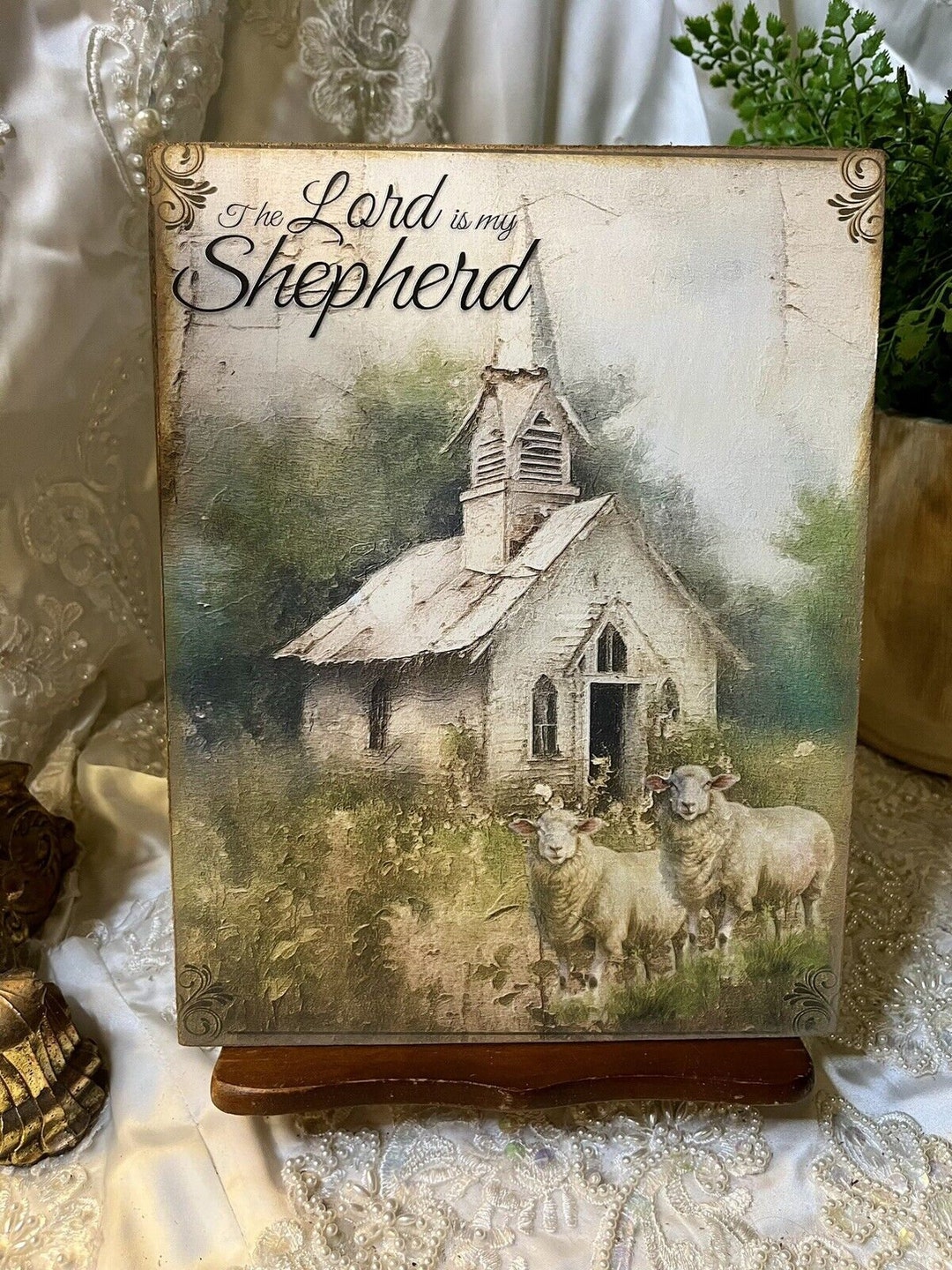Church, Sheep, Primitive Folk Art, Lord is My Shepherd, Handcrafted ...