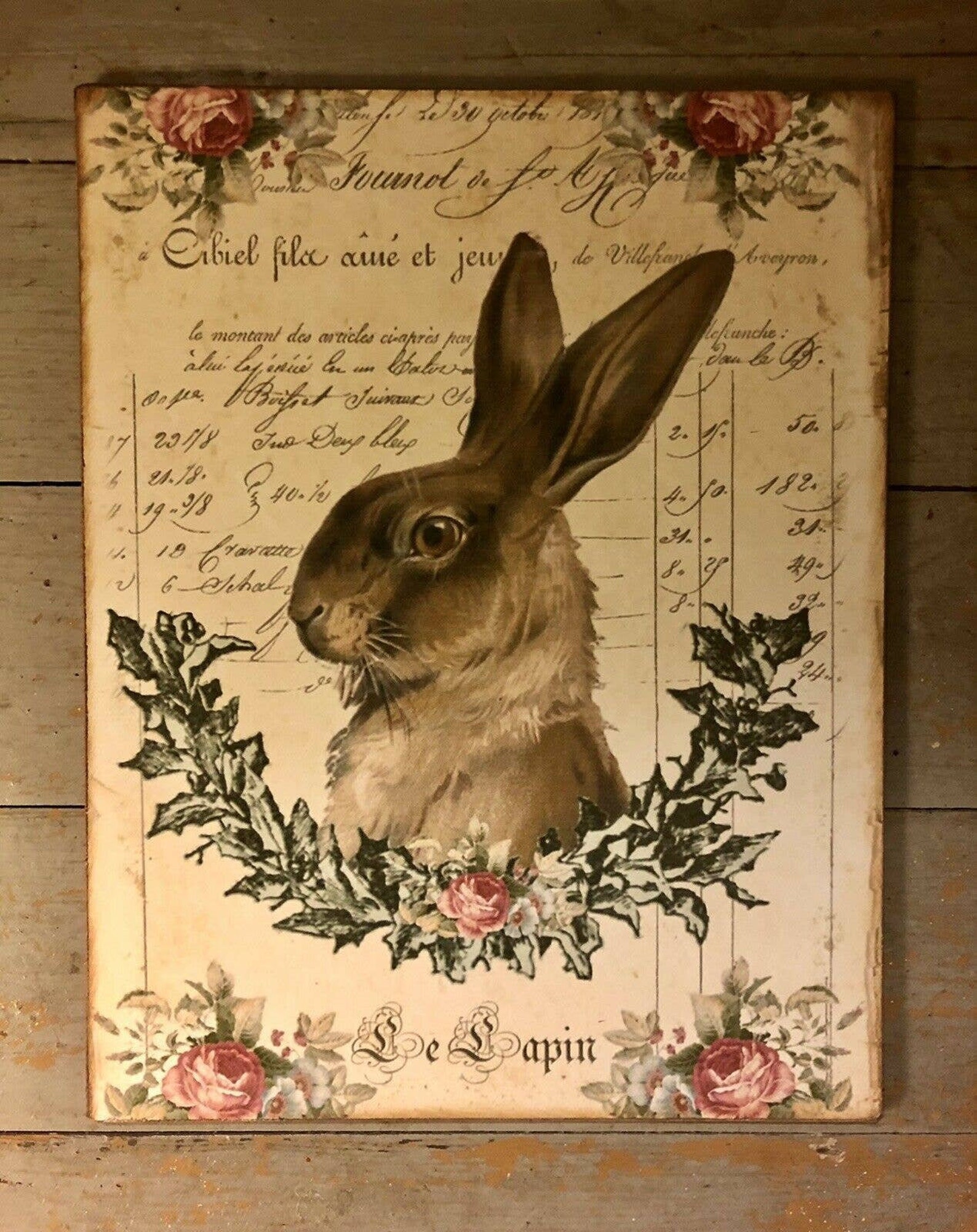 Shabby Chic French Country Rabbit Looking Left HANDCRAFTED - Etsy