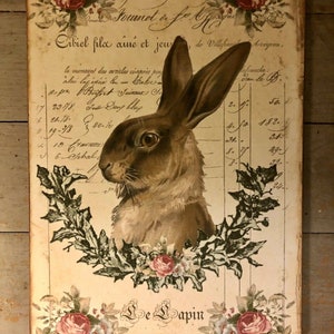 Shabby Chic French Country Rabbit Looking Left HANDCRAFTED Plaque ...