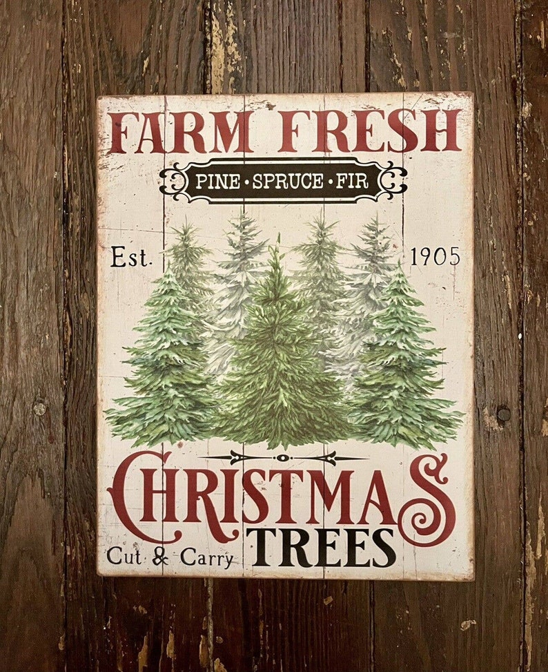 Christmas Trees, Farm Fresh, Farmhouse, Country, Handcrafted Plaque ...