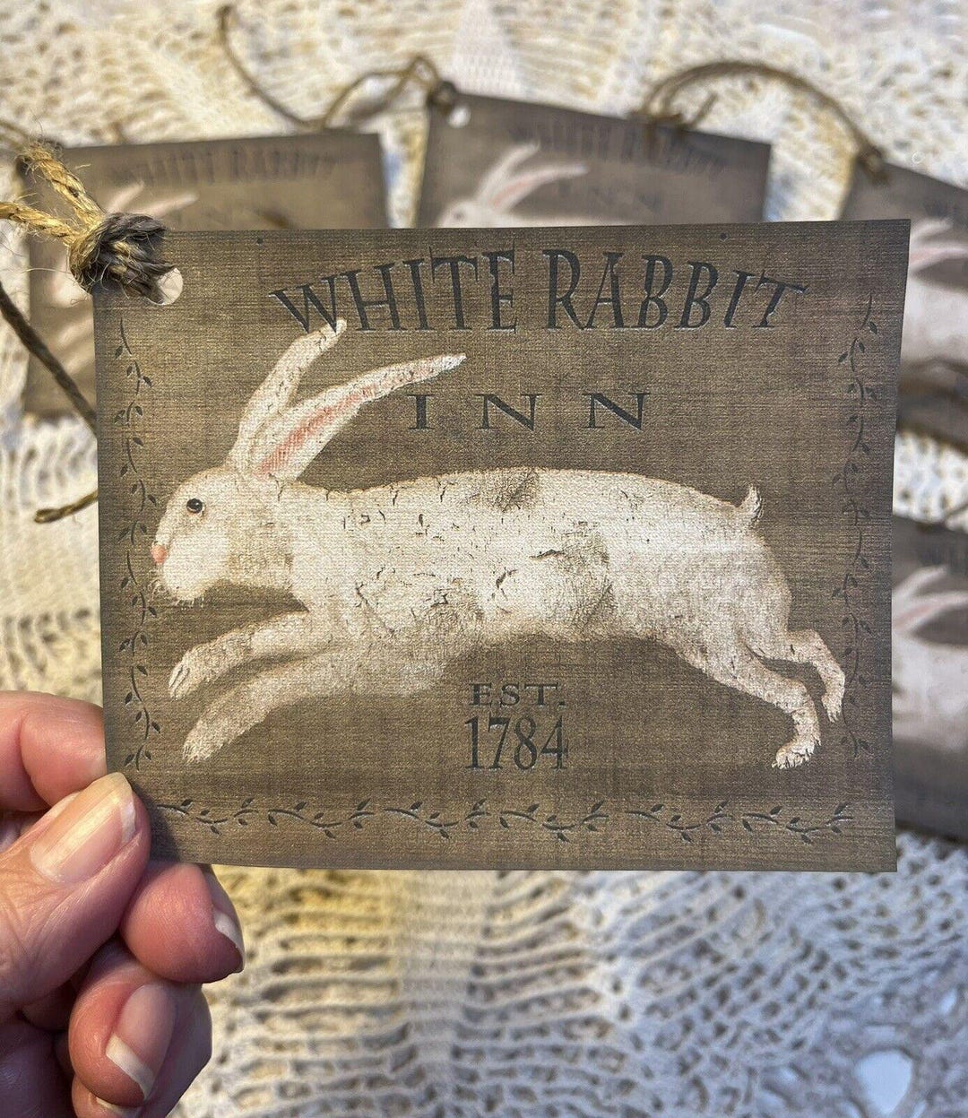 White Rabbit Inn, Primitive, Linen Cardstock Hang Tags Set of 6 - Etsy