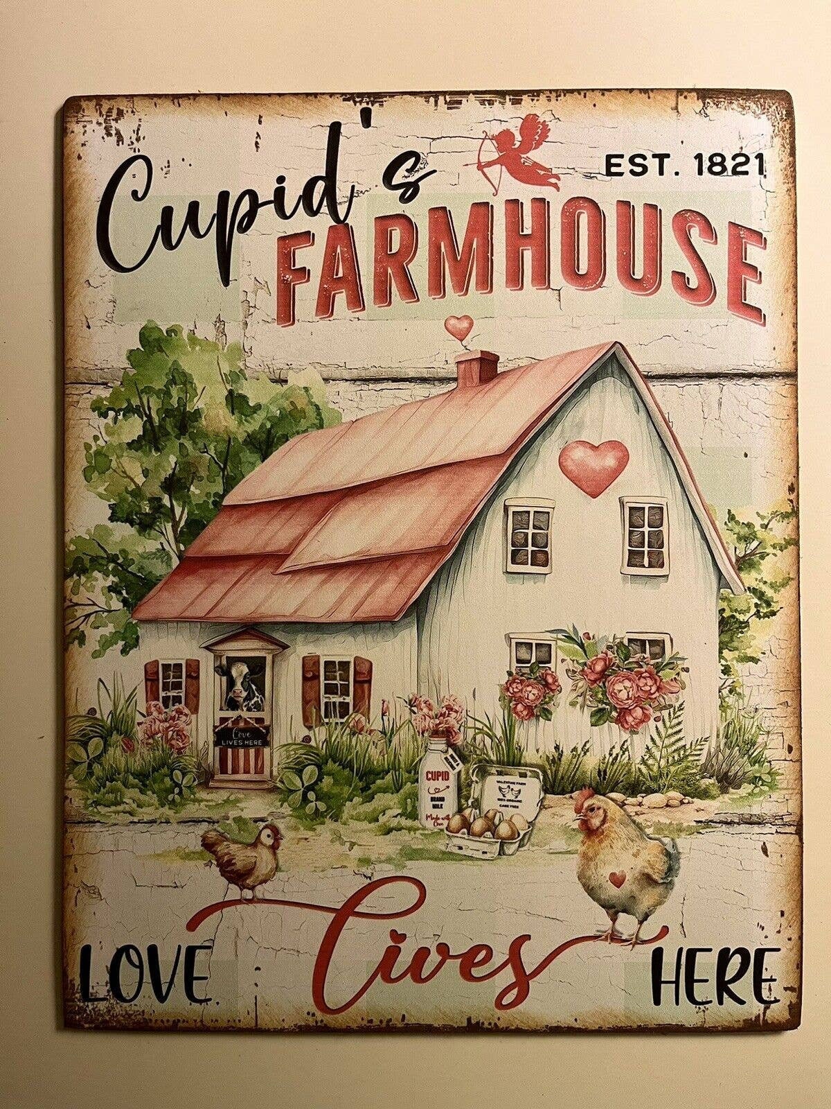 Cupid’s Farmhouse, Valentine Love Lives Here, Cottage, Handcrafted ...