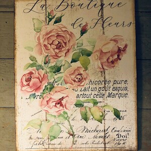 Shabby Chic, French Pink Roses Handcrafted Plaque / Sign - Etsy