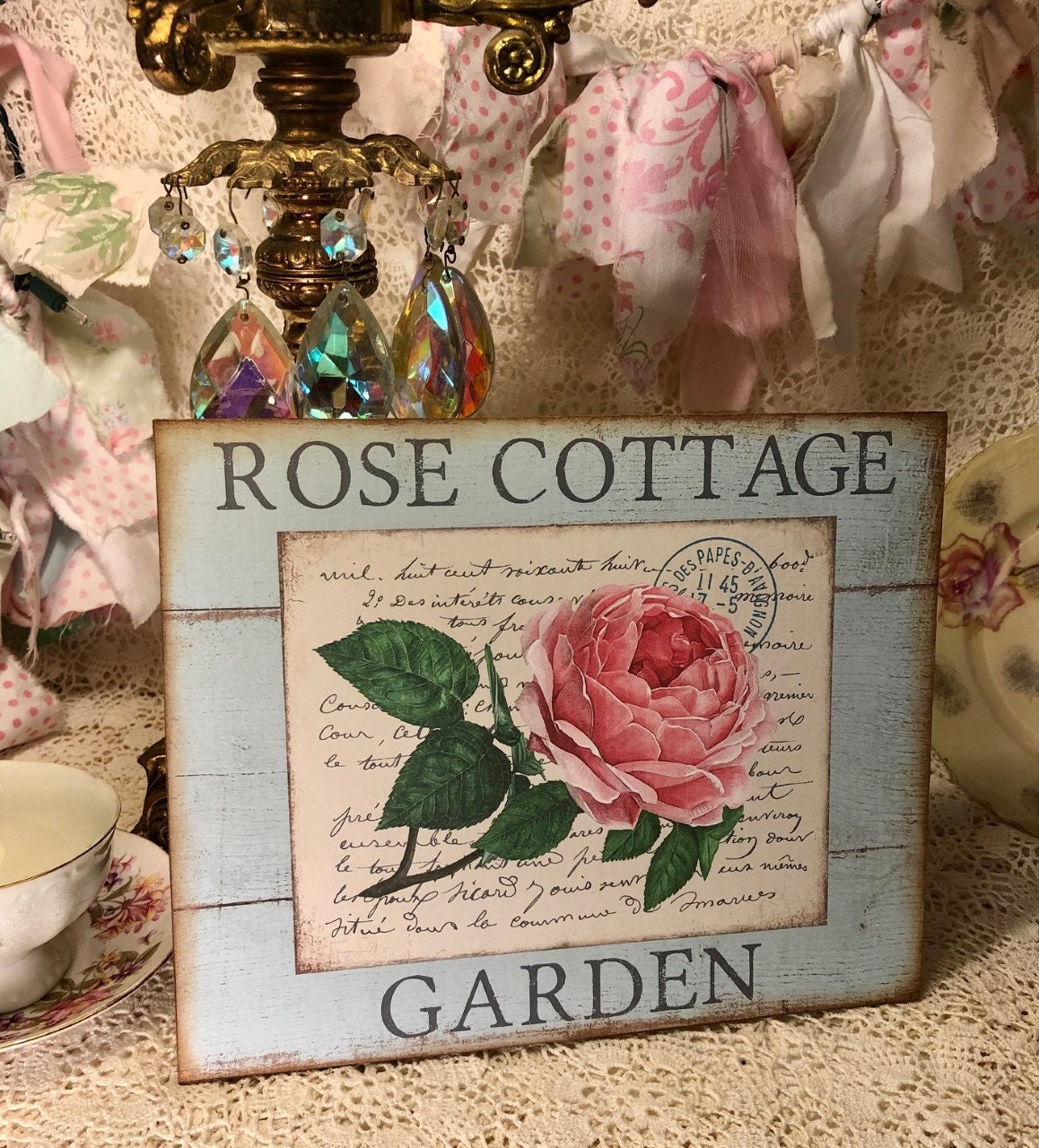 Rose Cottage Garden, Shabby Chic Sign / Plaque - Etsy