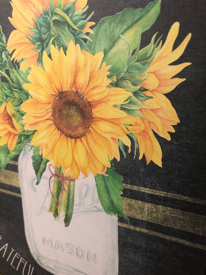Mason Jar Sunflowers Bouquet Grateful Thankful Blessed - Etsy