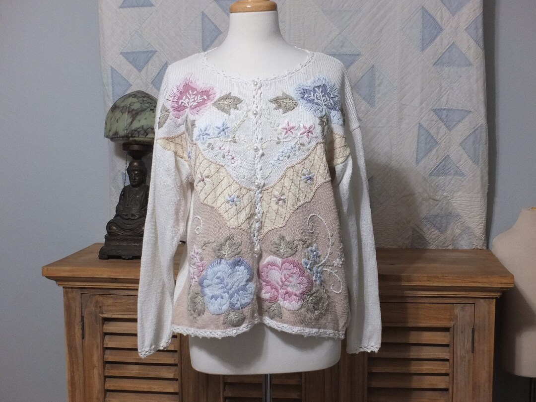 Vintage Shenanigans Cardigan Sweater Gorgeous Soft Muted Colors on ...