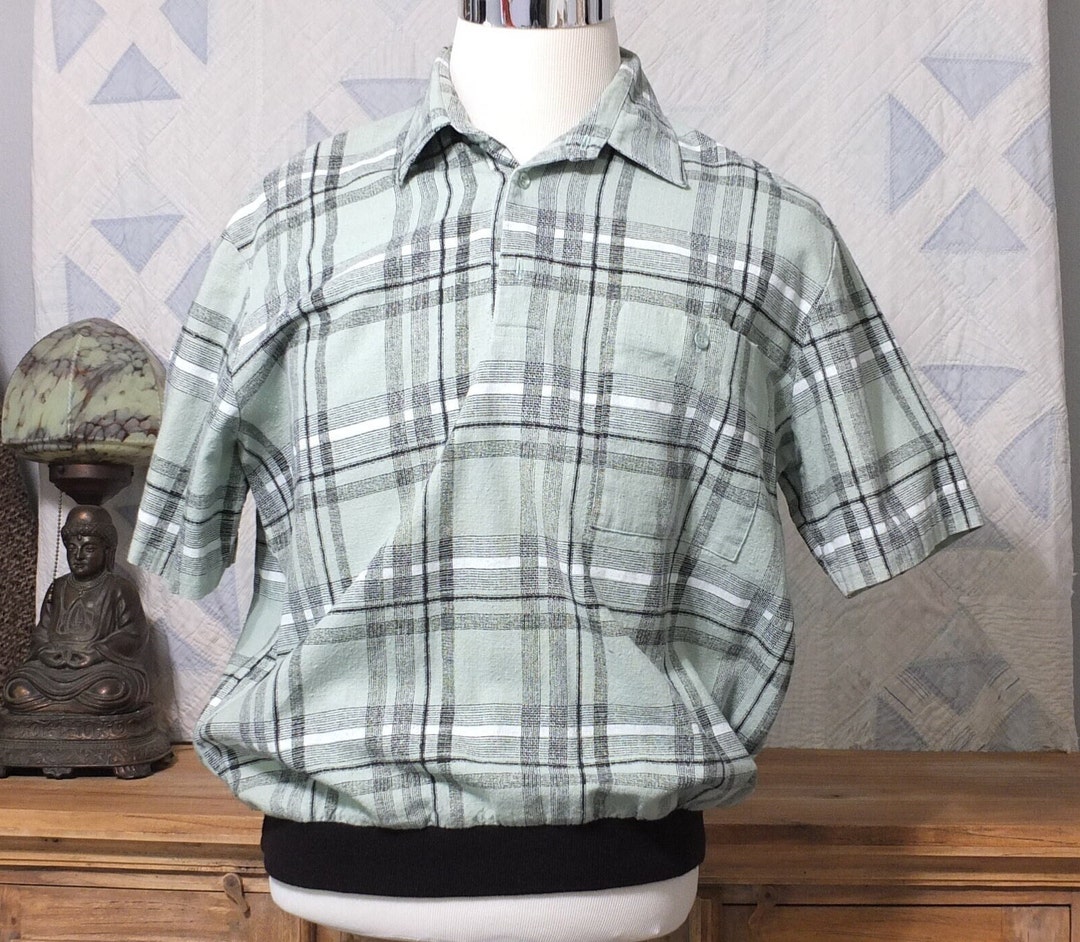 Vintage 80s Alan Stuart Plaid Pullover Shirt: Seafoam Green, Size Large ...