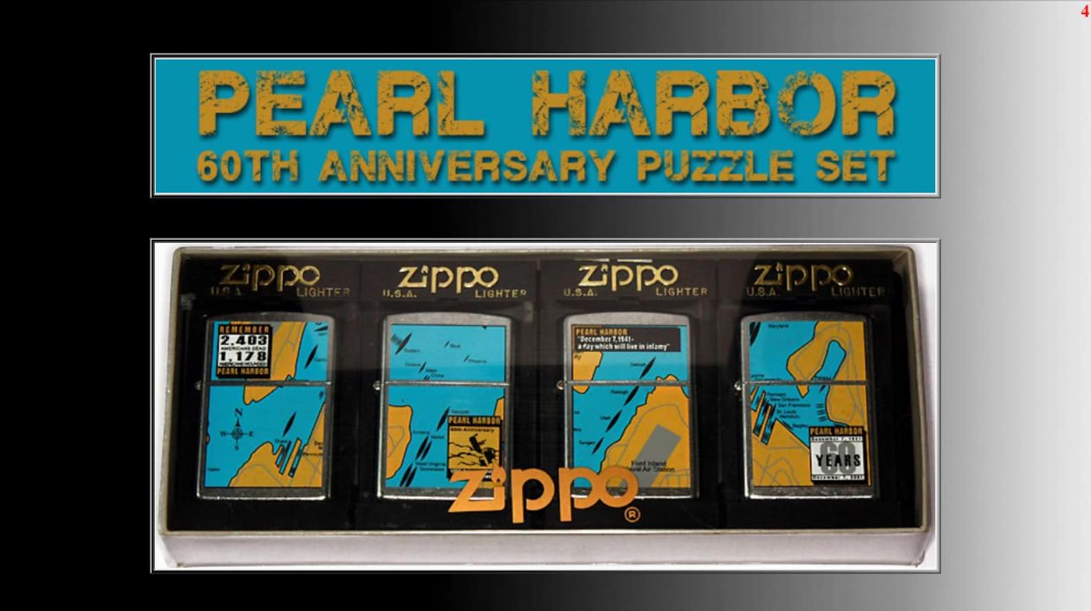 Zippo 60th Anniversary Pearl Harbor Set of 4 Vintage Zippo New ...
