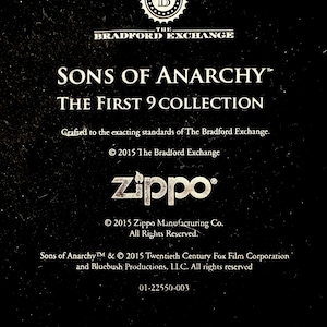 Sons of Anarchy New Zippo Lighters First 9 Collection With Display Case. - Etsy