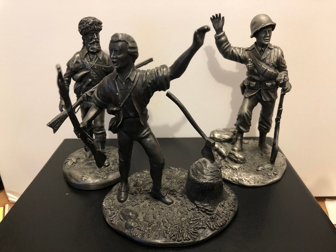3 Vintage Franklin Mint Fine Pewter Figurines - 1974 the Pathfinder ...
