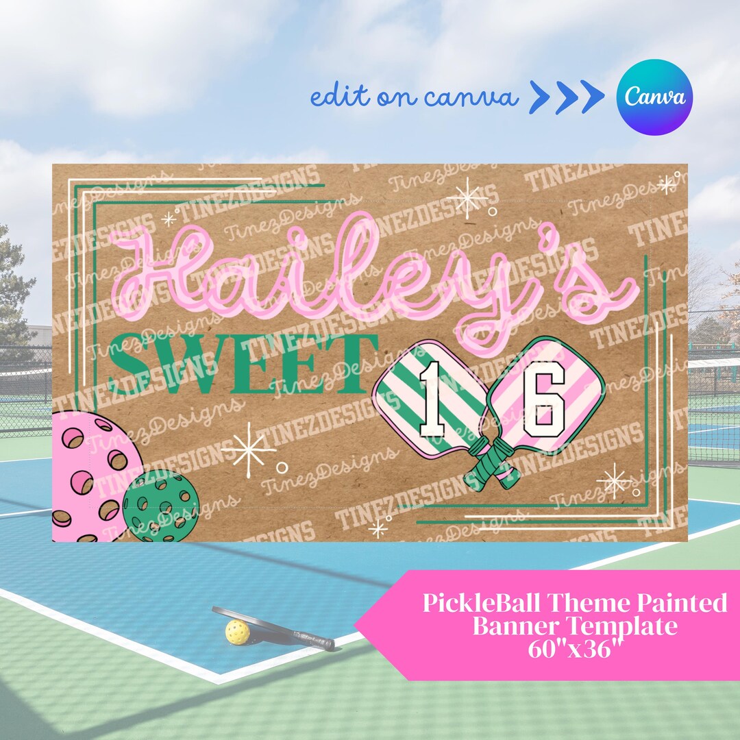 Pickleball Party Banner Template: DIY Hand Painted Sign (digital ...