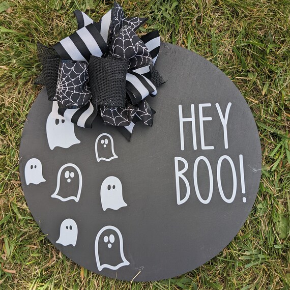 Hey Boo Halloween Door Sign Fall Decor Sign Front Door Boo - Etsy