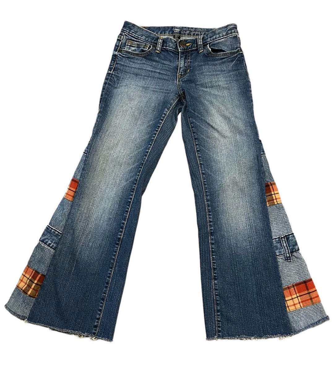 Upcycled Gap Cropped Blue Jeans Flare Leg Womans Size 0/25 Light Wash ...