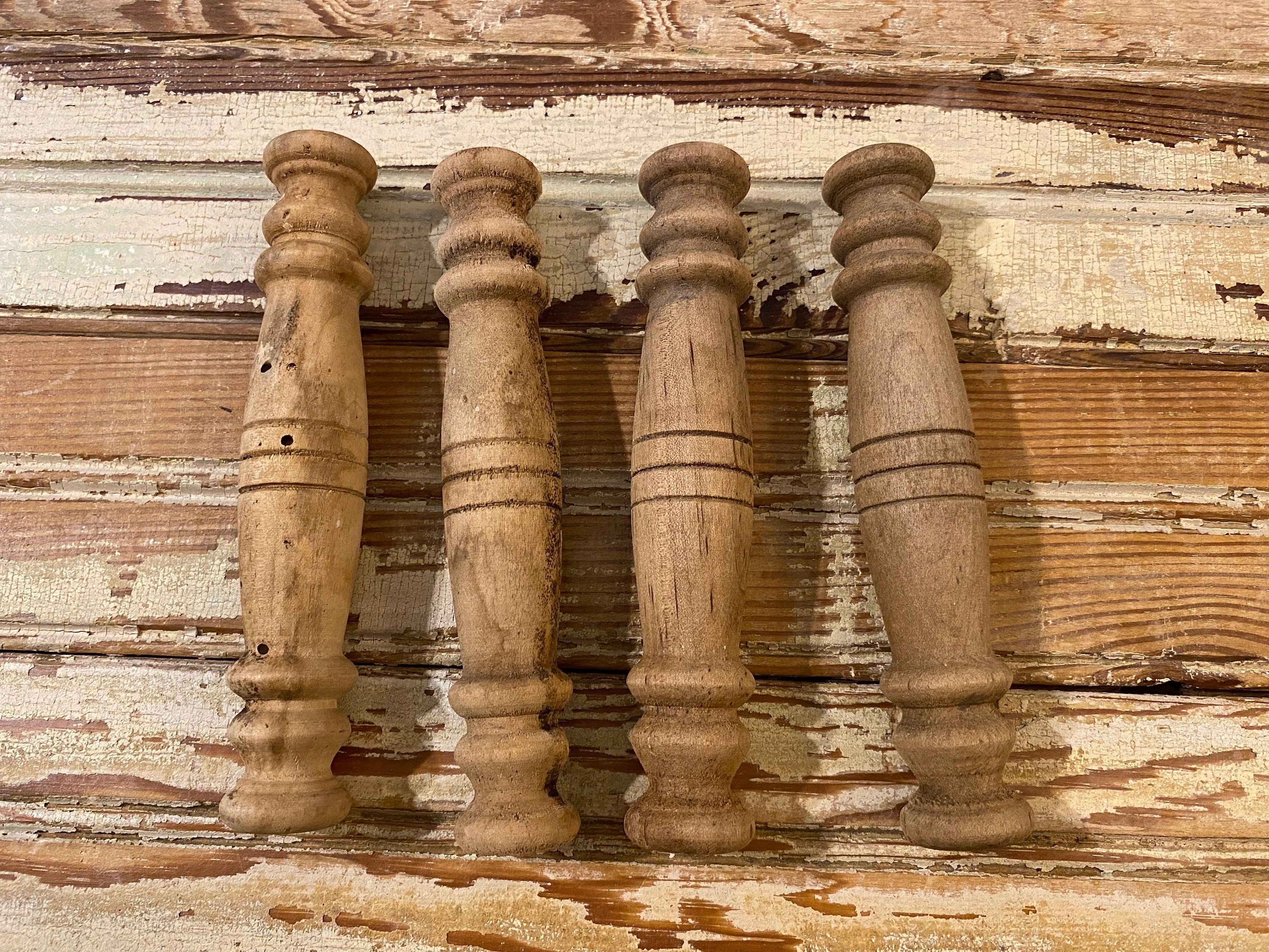4 Vintage Wooden Spindles architectural Salvage. Cottage - Etsy