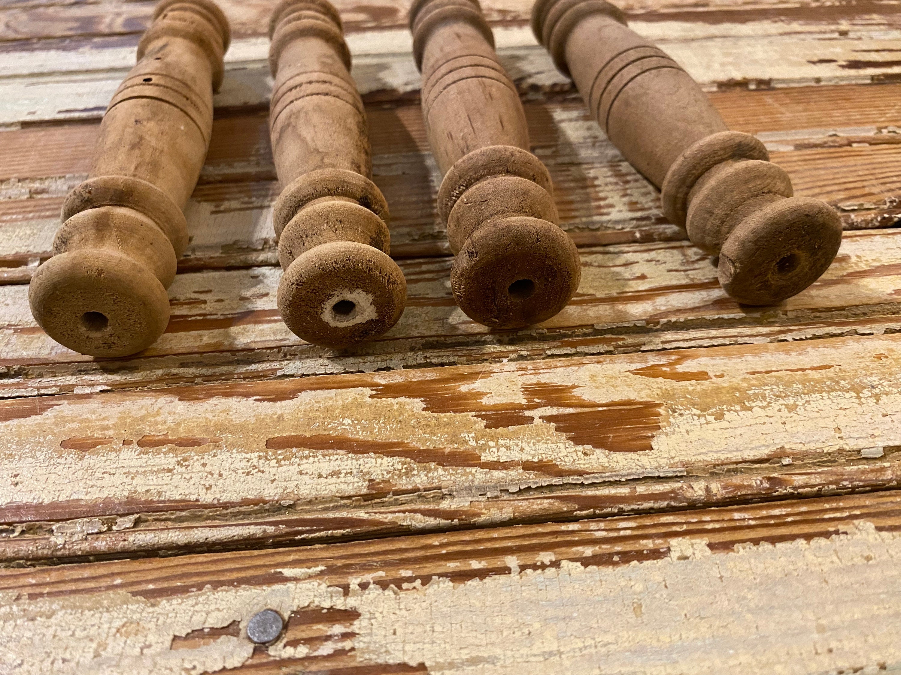 4 Vintage Wooden Spindles architectural Salvage. Cottage - Etsy