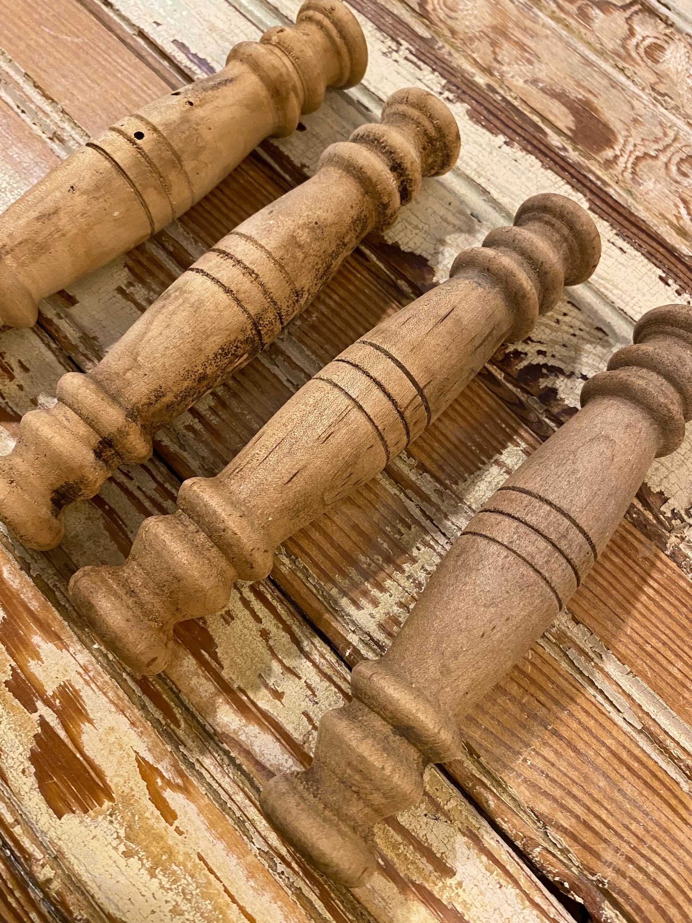 4 Vintage Wooden Spindles architectural Salvage. Cottage - Etsy