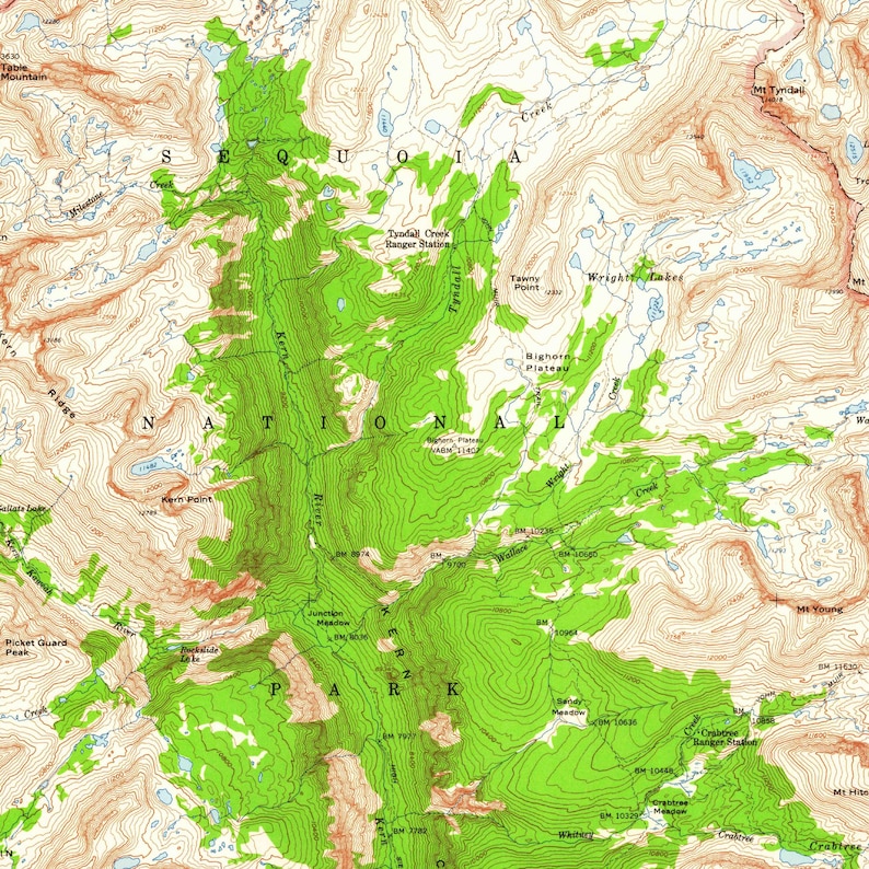 Kings Canyon Sequoia National Park | Vintage 1956 USGS Map - Etsy