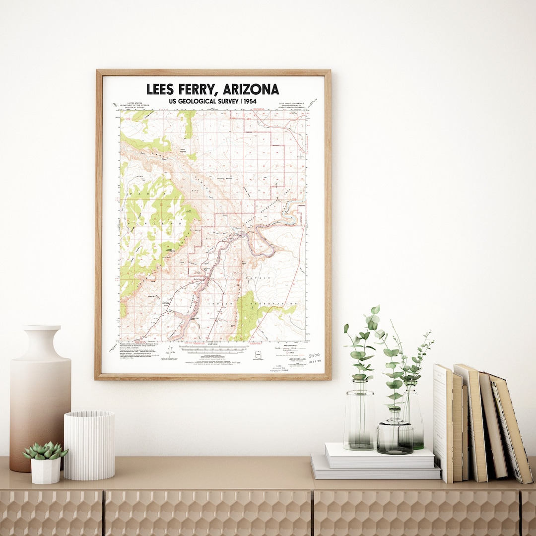 Lees Ferry 1954 USGS Map Poster Horseshoe Bend Arizona Map Poster - Etsy