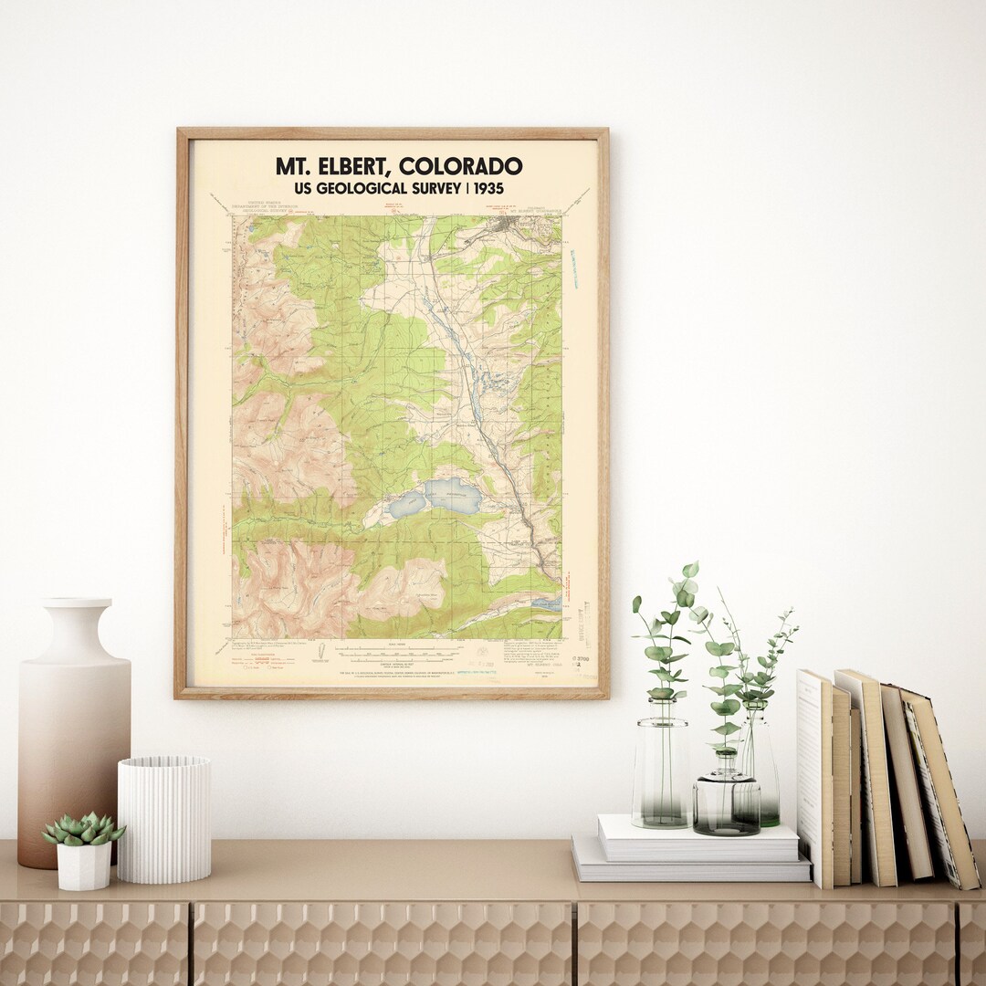 Mt Elbert Colorado Poster | Vintage 1935 USGS Map - Etsy
