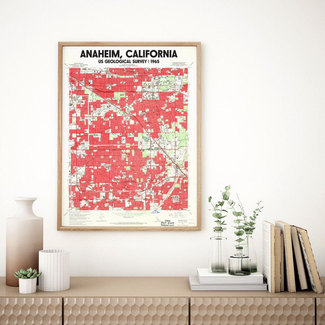 Anaheim California | Disneyland Map | Vintage 1956 USGS Map Poster - Etsy