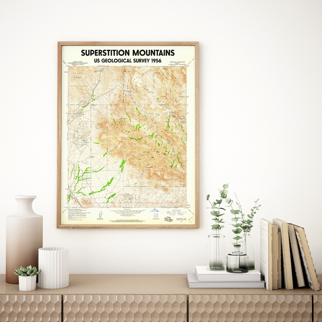 Superstition Mountains Arizona Poster | USGS 1956 Map Poster - Etsy